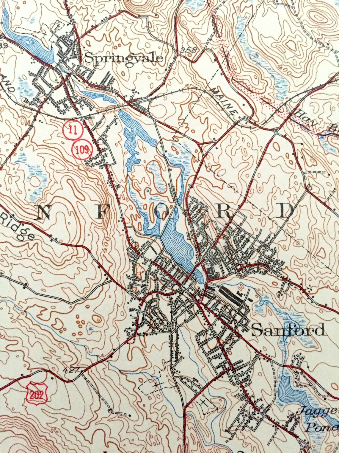 Antique Berwick Maine 1944 US Geological Survey Topographic - Etsy