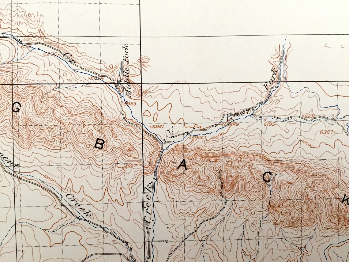 Antique Grand Hogback, Garfield County, Colorado 1906 US Geological ...