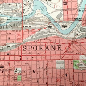 Antique Spokane, Washington 1963 Geological Survey Map – Country Homes ...