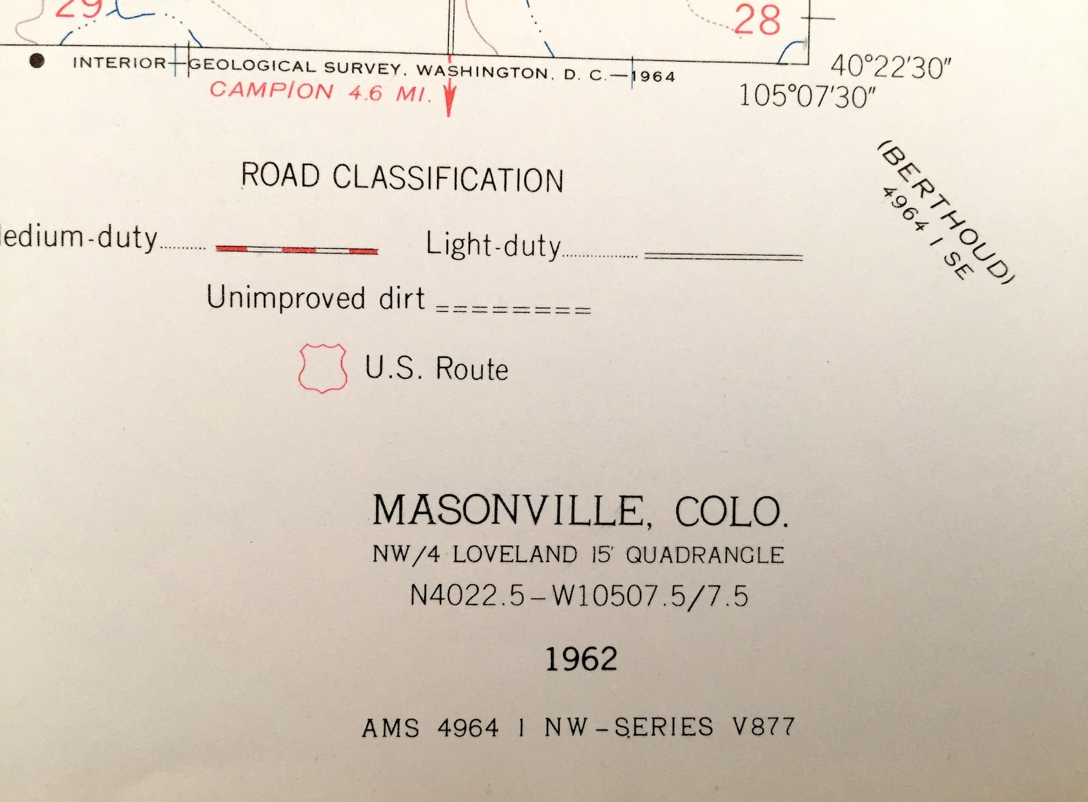 Antique Masonville, Colorado 1962 US Geological Survey Topographic Map ...