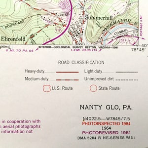 Antique Nanty-glo, Pennsylvania 1964 US Geological Survey Topographic ...