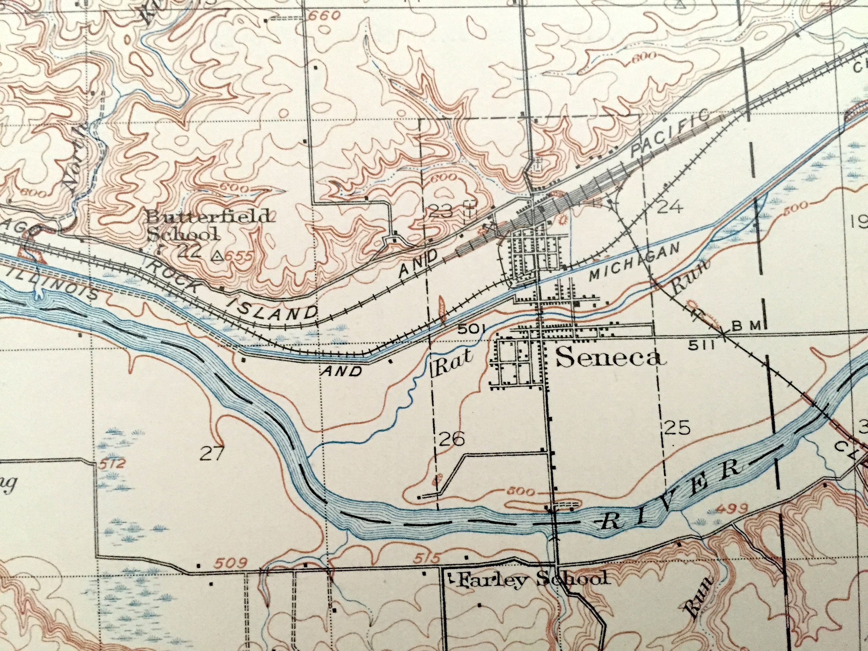 Antique Marseilles, Illinois 1916 US Geological Survey Carte ...