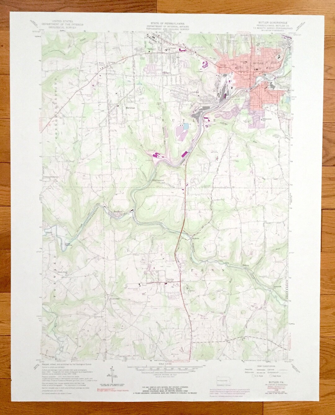 Antique Butler, Pennsylvania 1958 US Geological Survey Topographic Map ...