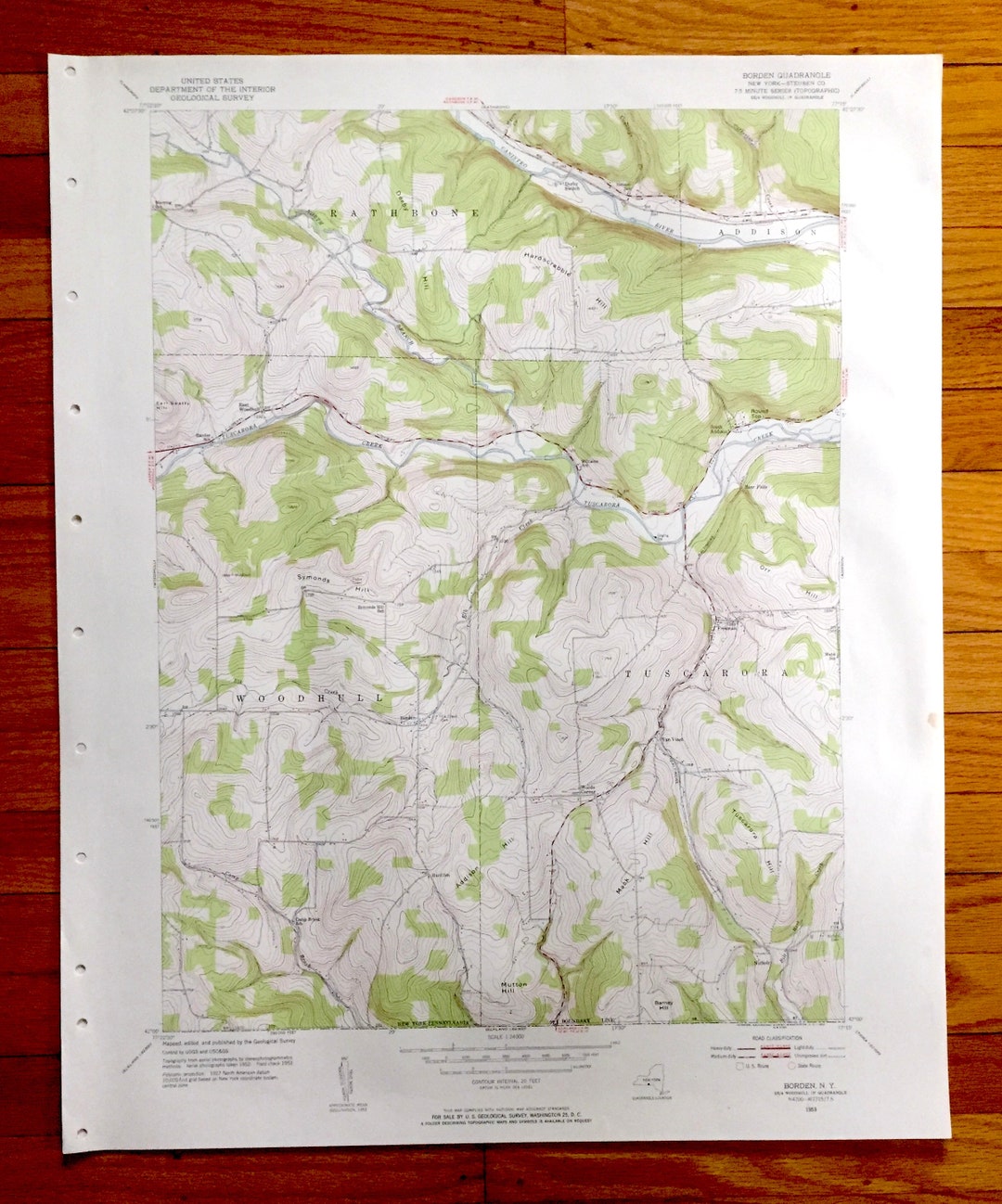 Antique Borden, New York 1953 US Geological Survey Topographic Map ...