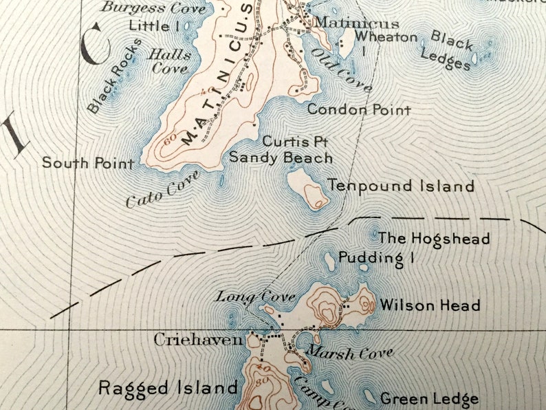 Antique Matinicus Maine 1906 US Geological Survey Topographic - Etsy