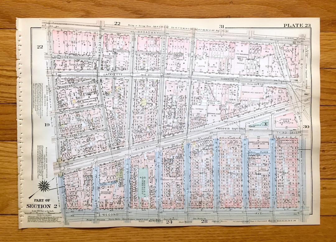 Antique Manhattan, New York Map From Bromley's 1925 Manhattan Land Book ...