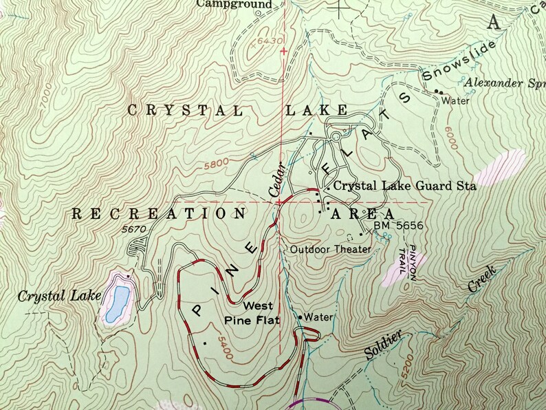 Antique Crystal Lake, California 1958 US Geological Survey Topographic ...