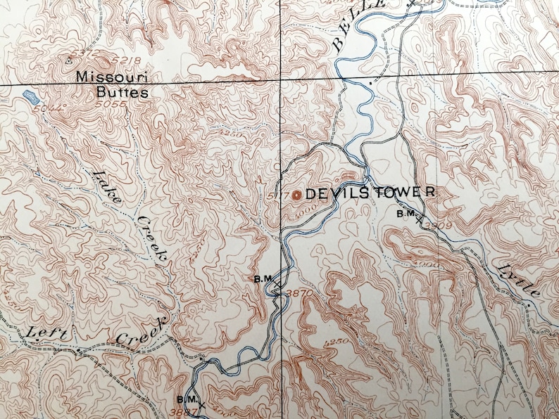Antique Devils Tower Wyoming 1905 US Geological Survey - Etsy