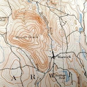 Antique Warwick, Massachusetts 1935 US Geological Survey Topographic ...