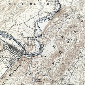 Antique Keyser, West Virginia 1922 US Geological Survey Topographic Map ...
