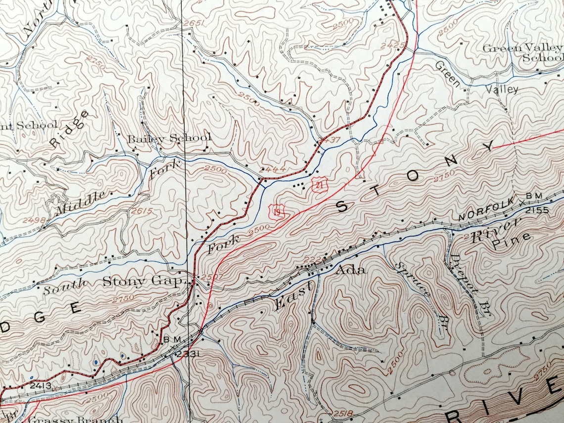 Antique Bluefield West Virginia 1924 US Geological Survey | Etsy