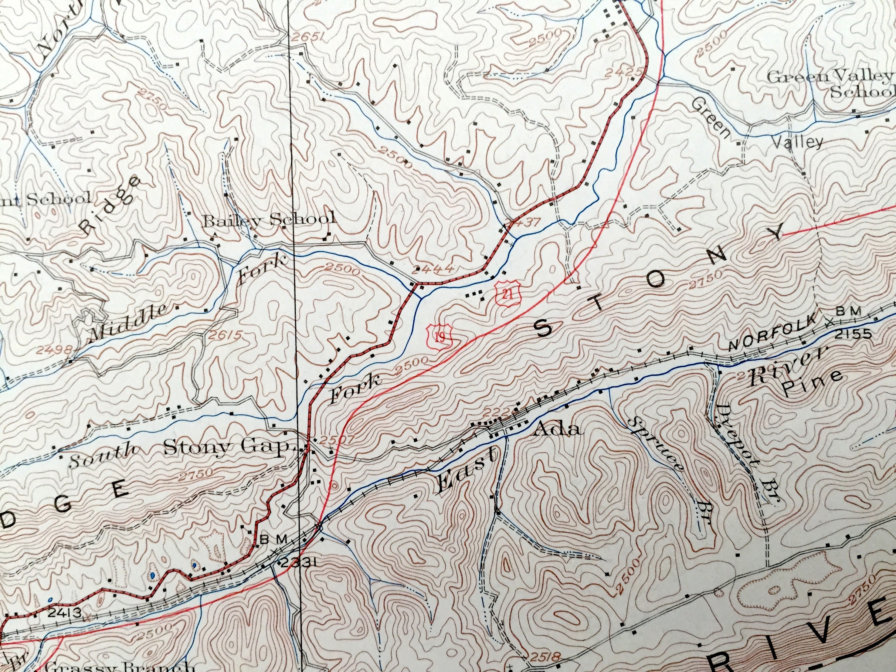 Antique Bluefield, West Virginia 1924 US Geological Survey Topographic ...