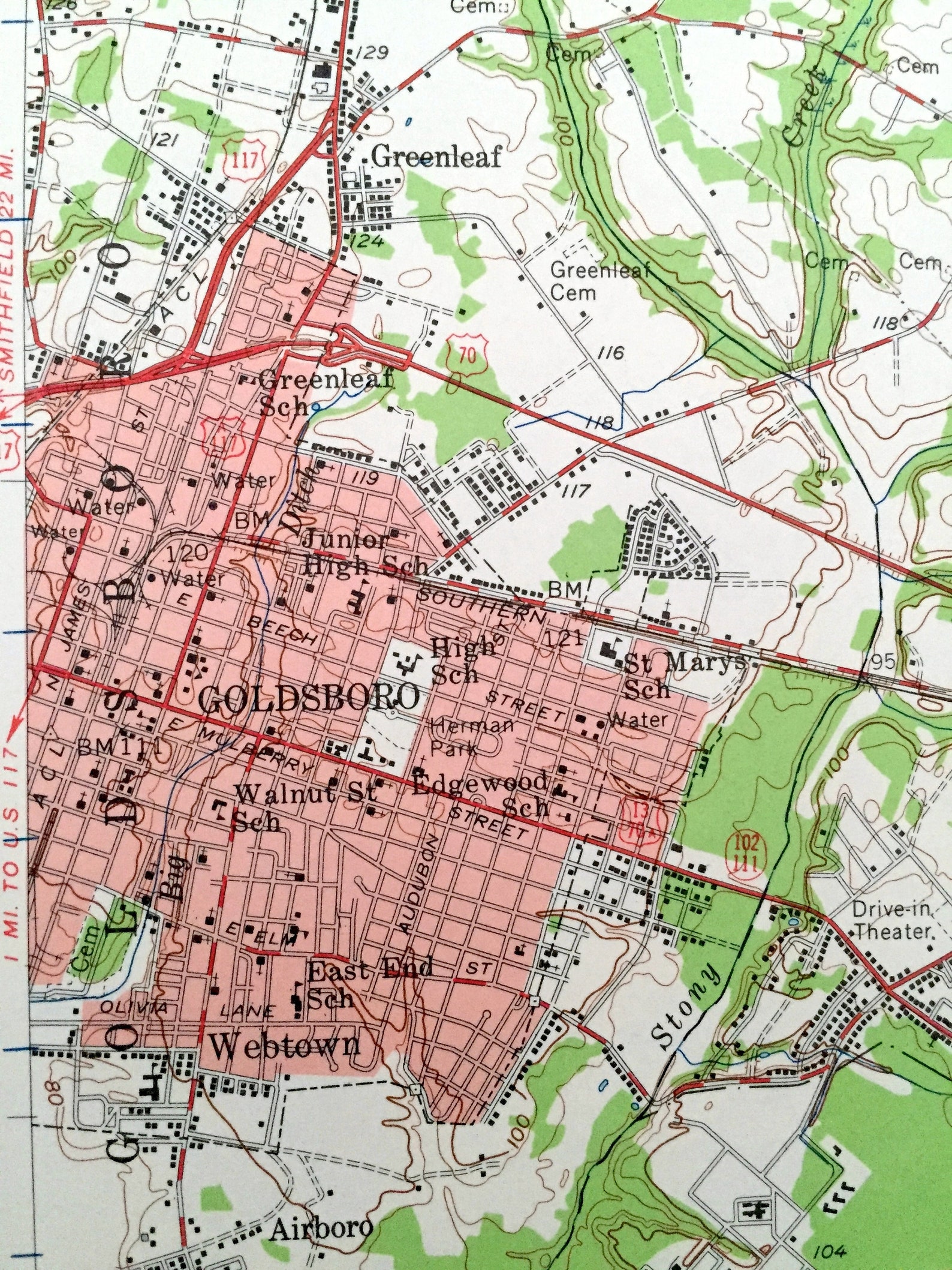Antique Goldsboro, North Carolina 1957 US Geological Survey Topographic ...