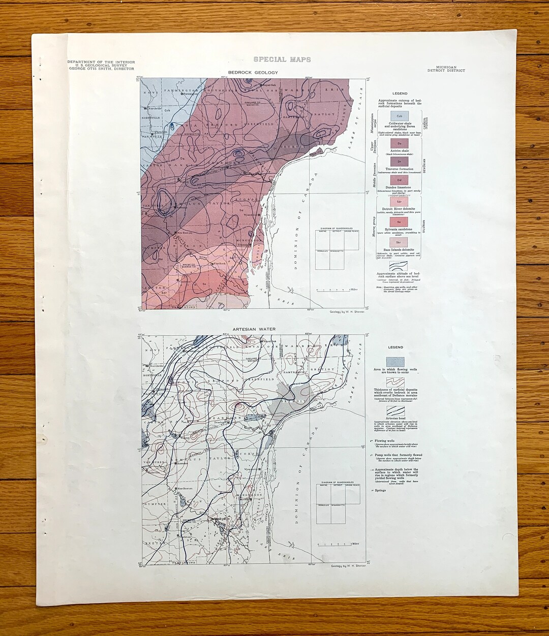 Antique Detroit, Michigan 1916 US Geological Survey Topo Map – Grosse ...