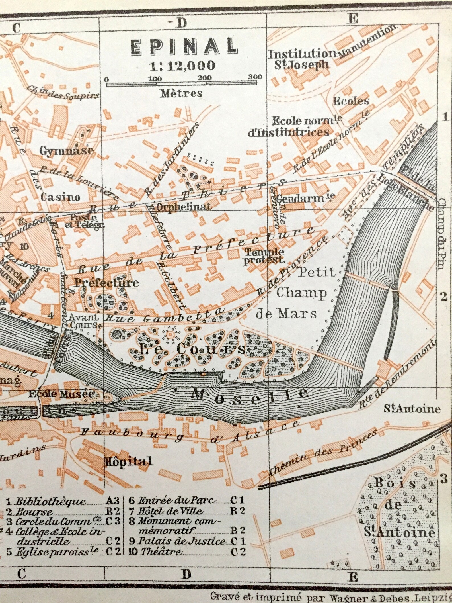 Antique 1909 Epinal France Map From Baedekers Guide Atlas - Etsy