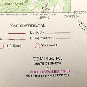 Antique Temple, Pennsylvania 1956 US Geological Survey Topographic Map ...