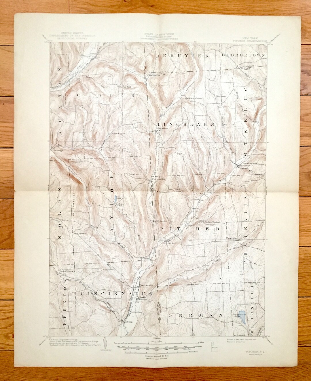 Antique Pitcher, New York 1904 US Geological Survey Topographic Map ...