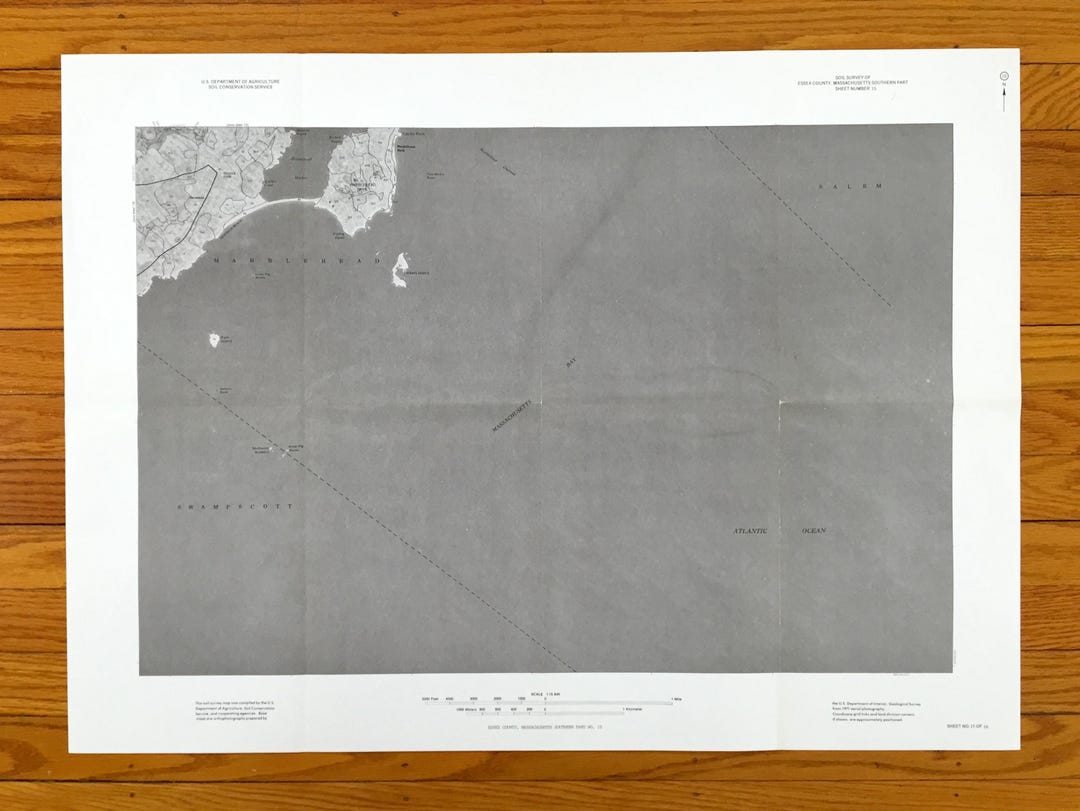 Antique Marblehead, Massachusetts 1977 US Geological Soil Survey Map ...