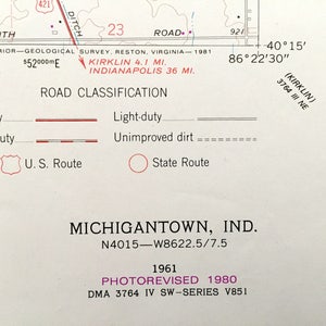 Antique Michigantown, Indiana 1959 US Geological Survey Topographic Map ...