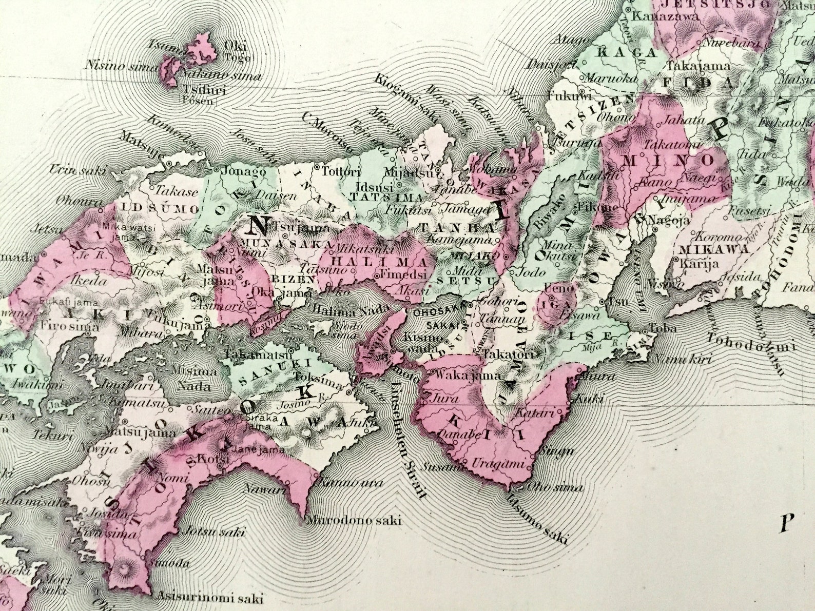 Antique 1866 Japan Map by Johnson and Ward – Tokyo, Yokohama, Osaka ...
