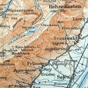 Antique 1913 Walenstadt, Switzerland Map From Baedekers Guide Atlas ...