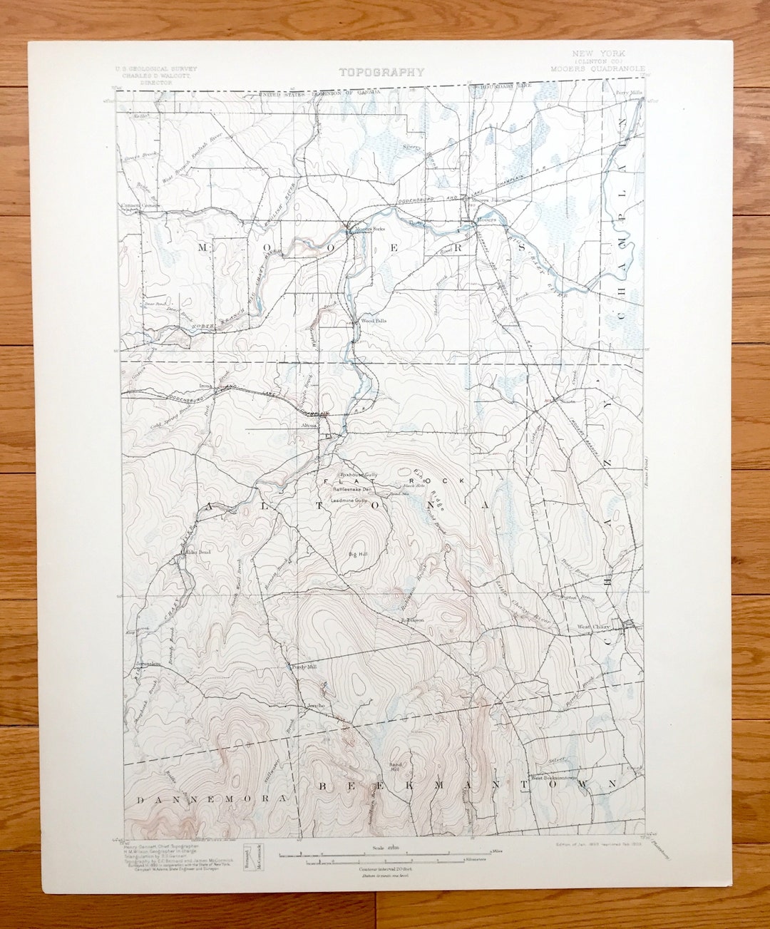Antique Mooers, New York 1899 US Geological Survey Topographic Map ...