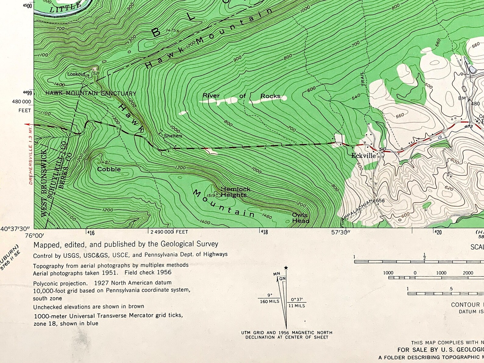 Antique New Ringgold, Pennsylvania 1956 US Geological Survey ...