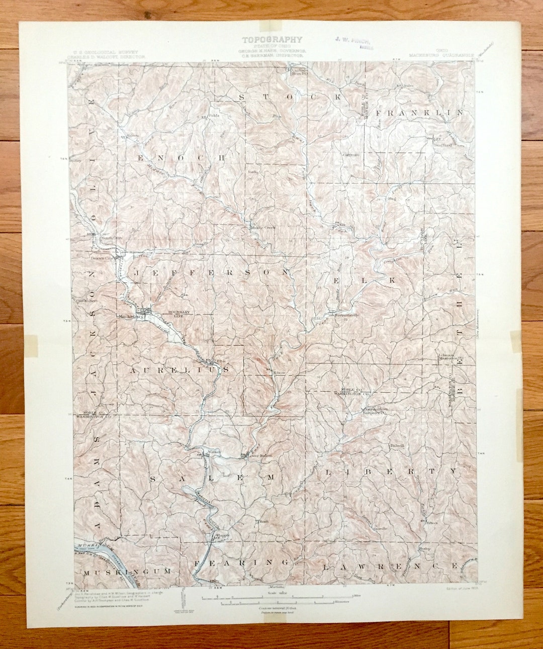 Antique Macksburg, Ohio 1905 US Geological Survey Topographic Map ...