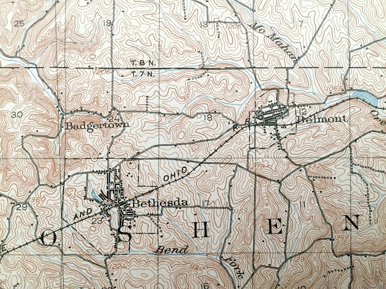Antique Flushing Ohio 1905 US Geological Survey Topographic - Etsy