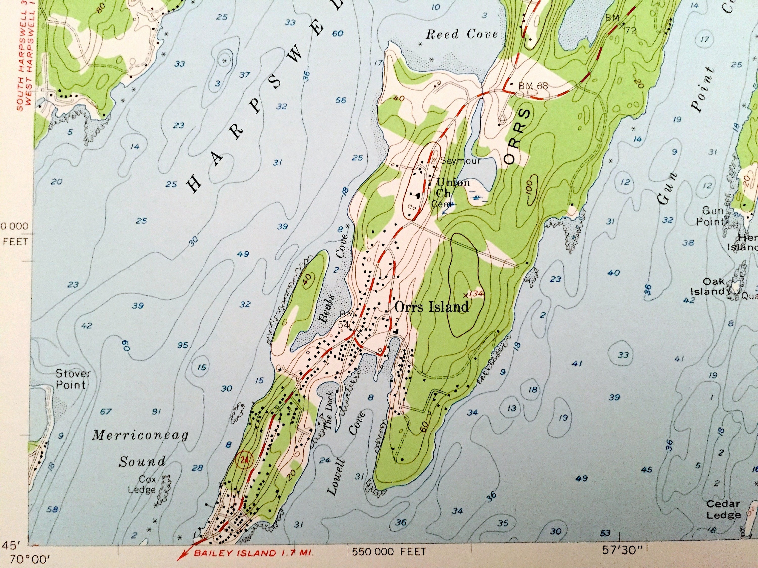 Antique Orrs Island Maine 1957 US Geological Survey | Etsy