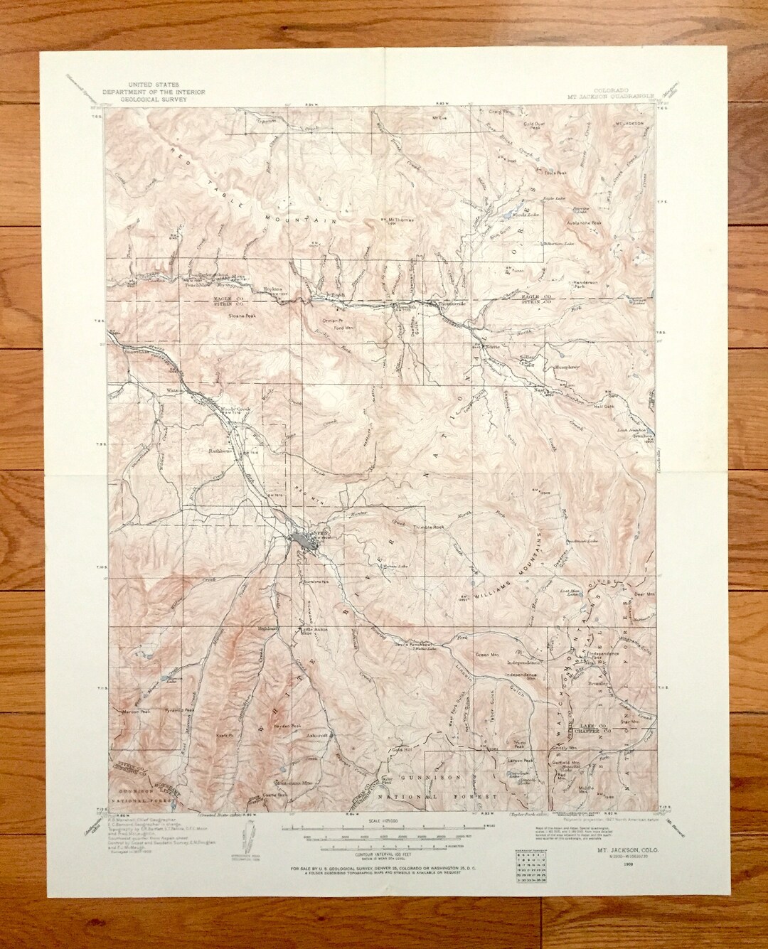 Antique Aspen, Colorado 1909 US Geological Survey Topographic Map ...