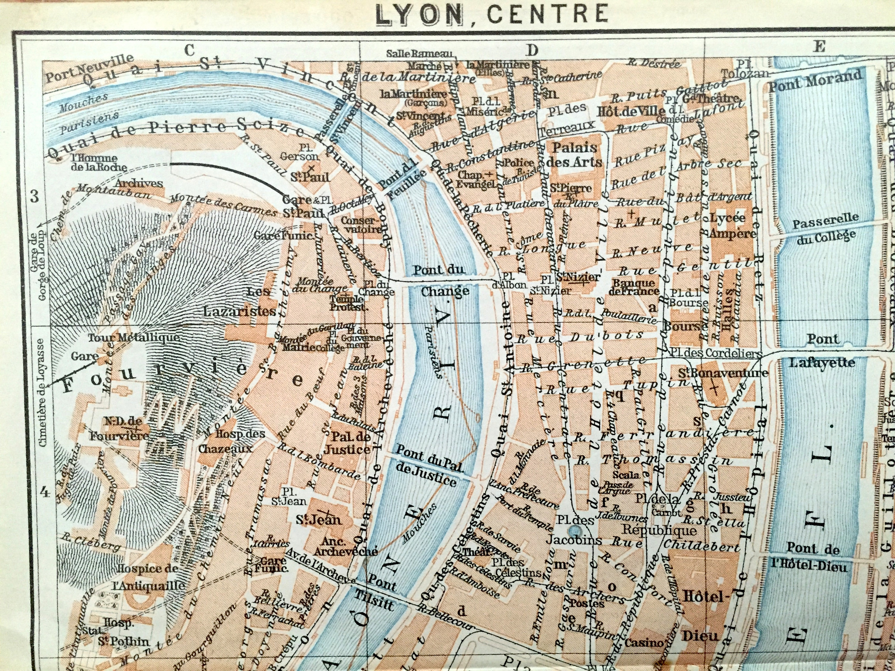 Antique 1914 Lyon France Map From Baedekers Guide Atlas St - Etsy UK