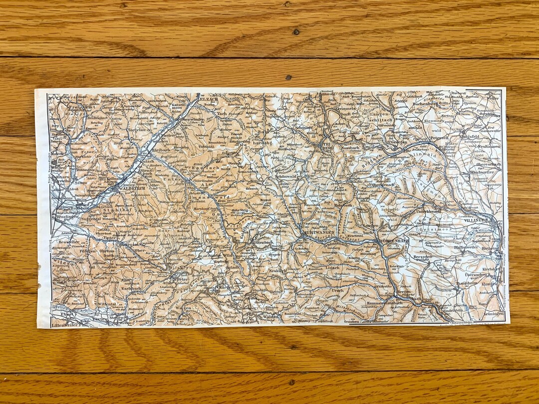 Antique 1911 Furtwangen, Germany Map From Baedekers Guide Atlas ...