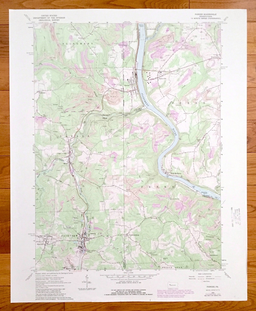 Antique Parker, Pennsylvania 1963 US Geological Survey Topographic Map ...