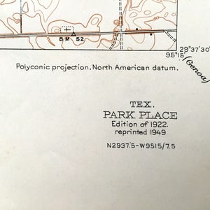 Antique Houston, Texas 1922 US Geological Survey Topographic Map ...