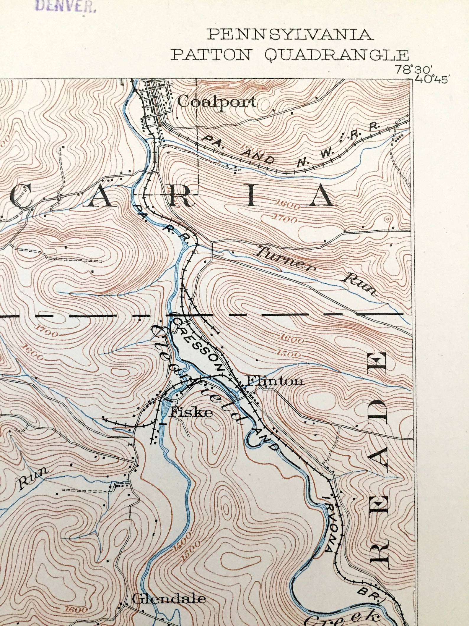 Antique Patton, Pennsylvania 1904 US Geological Survey Topographic Map ...