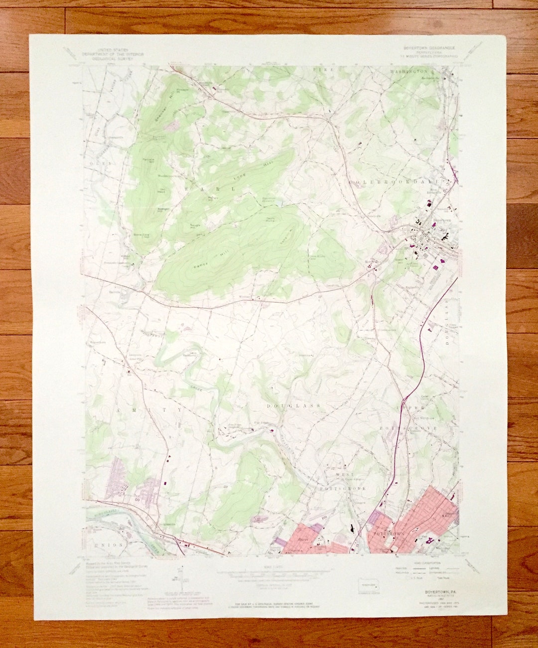 Antique Boyertown, Pennsylvania 1957 US Geological Survey Topographic ...