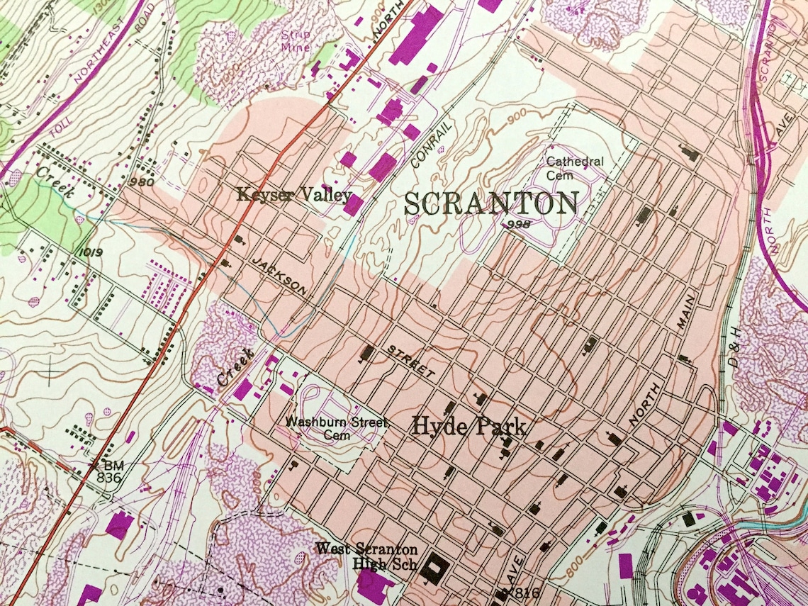 Antique Scranton Pennsylvania 1947 US Geological Survey | Etsy