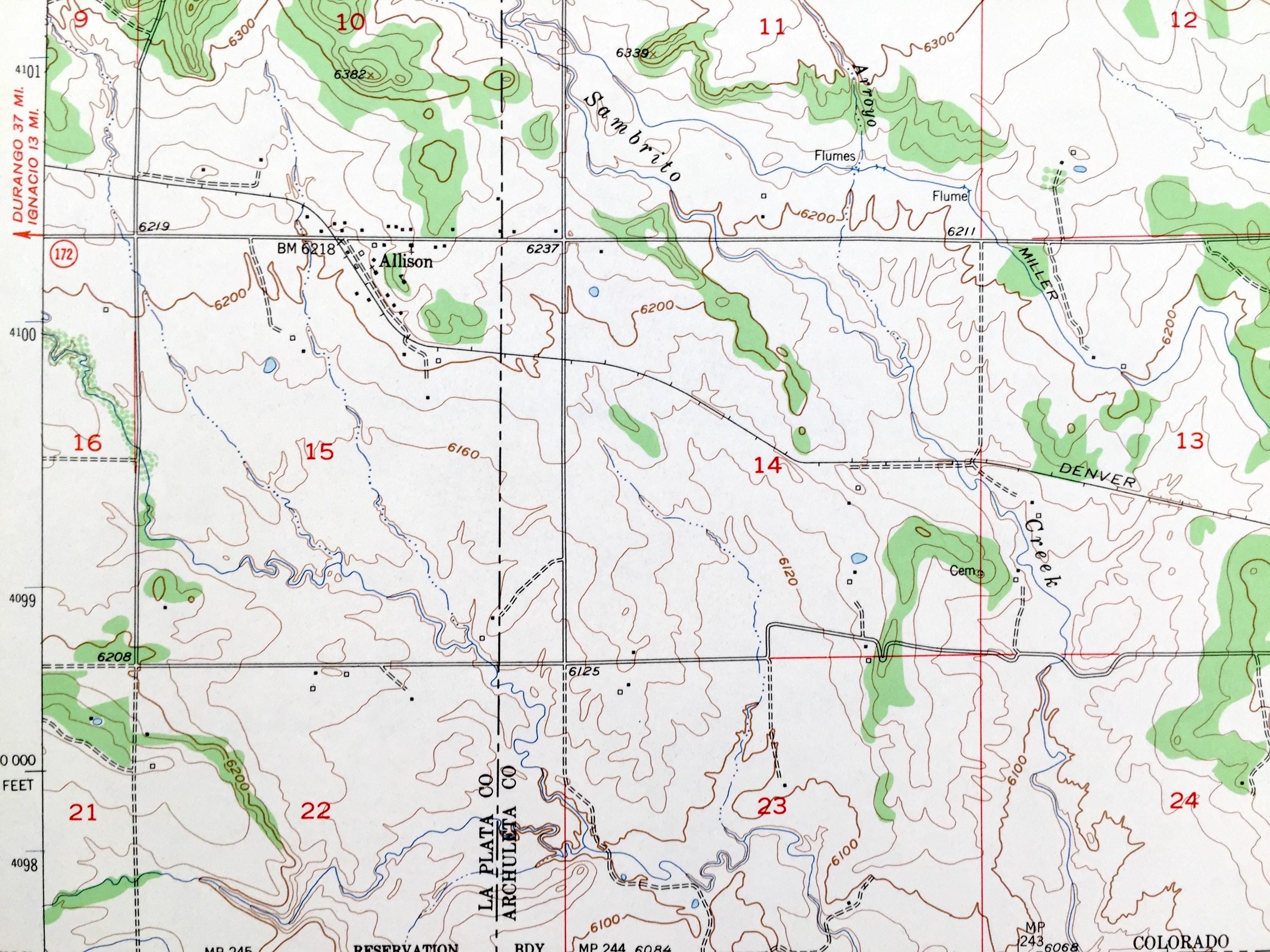 Antique Allison Creek, Colorado 1954 US Geological Survey Topographic ...