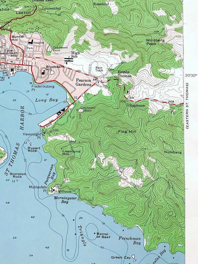 Antique St Thomas, US Virgin Islands 1955 US Geological Survey ...