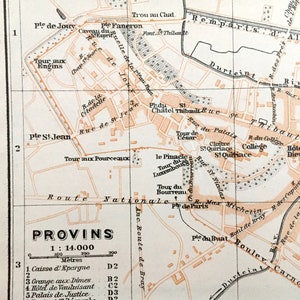 Antique 1909 Provins, France Map From Baedekers Guide Atlas – Casernes ...