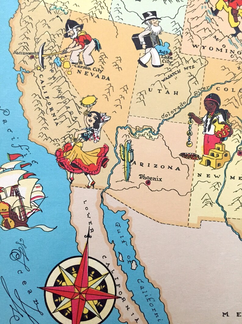 Antique 1935 United States of America Map from Our Gay | Etsy