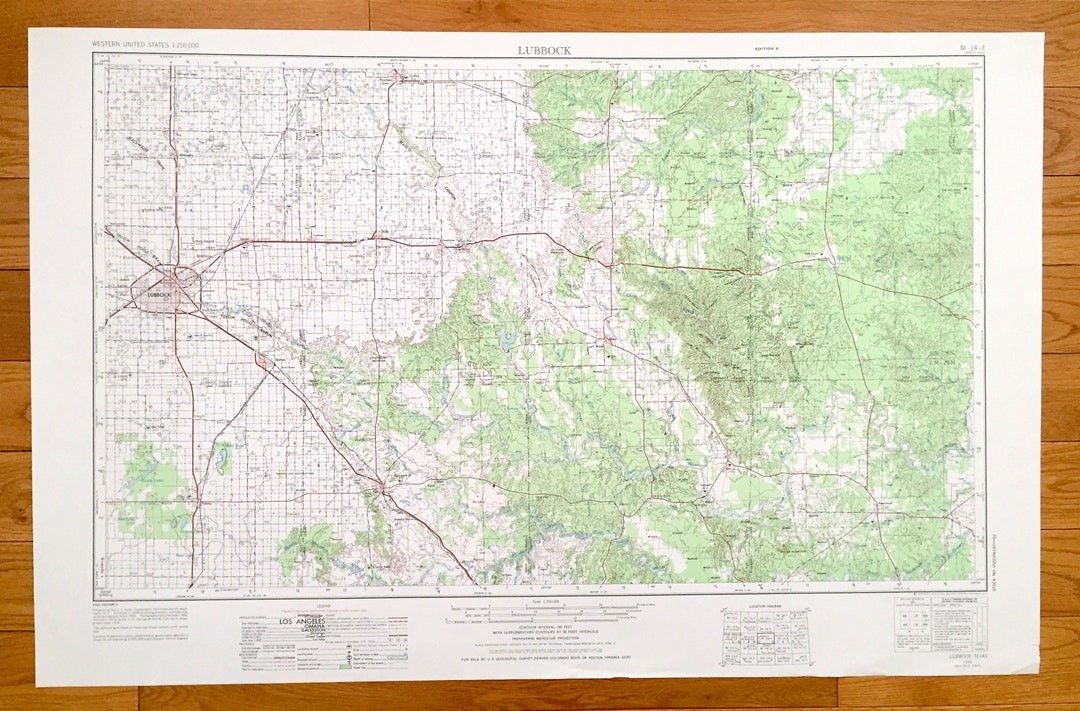 Antique Lubbock, Texas 1954 US Geological Survey Topographic Map ...