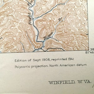 Antique Winfield, West Virginia 1908 US Geological Survey Topographic ...