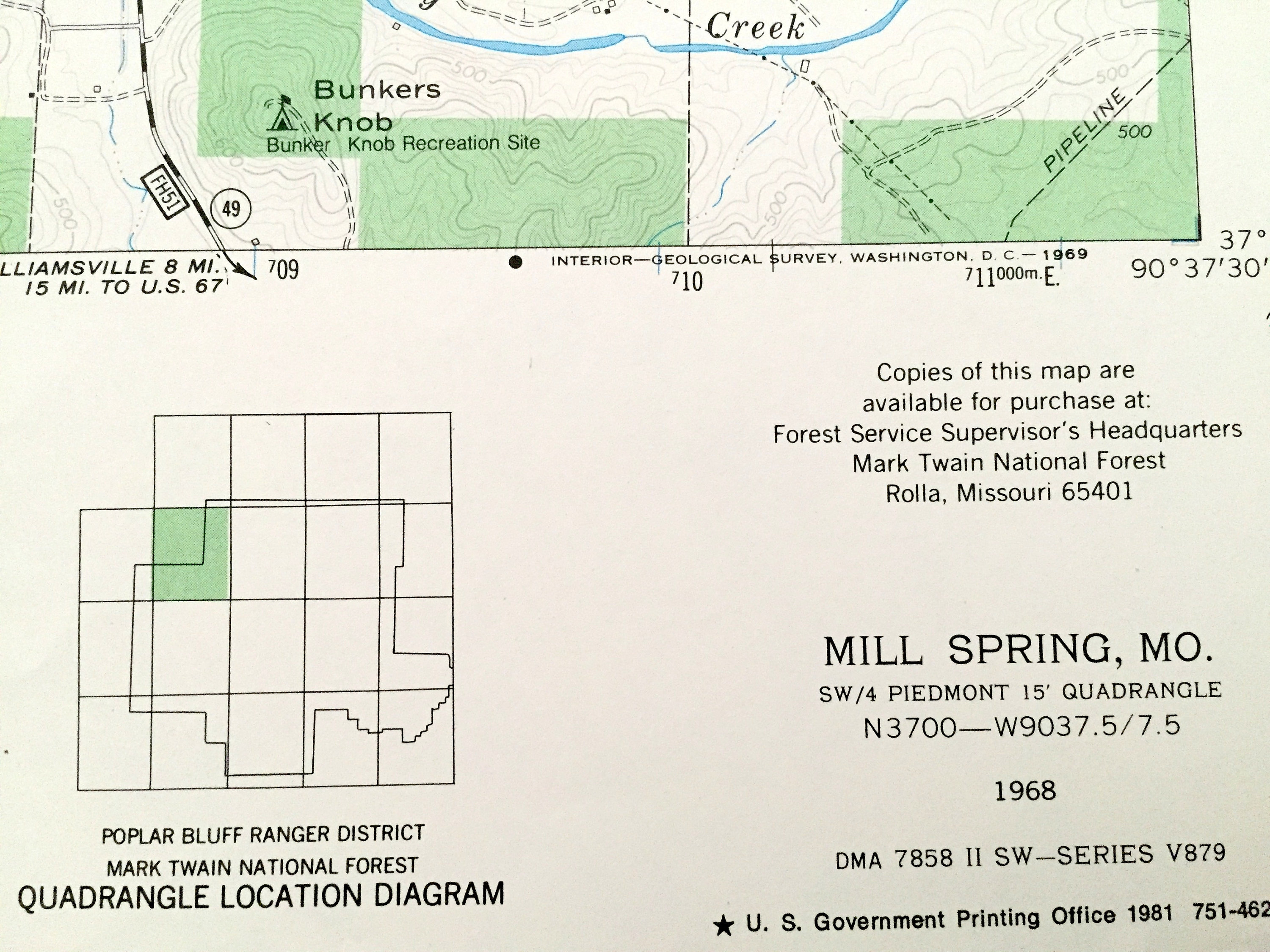 Antique Mill Spring Missouri 1968 US Geological Survey | Etsy