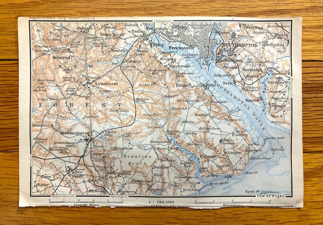 Antique 1906 Southampton, England Map From Baedekers Atlas of Great ...