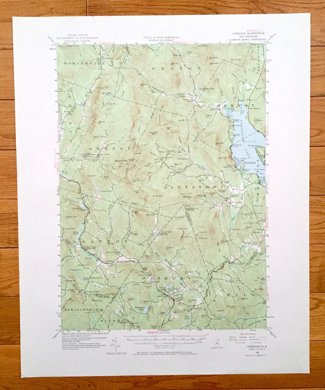 Antique Newfound Lake, New Hampshire 1956 US Geological Survey ...