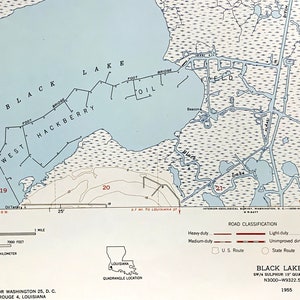 Antique Black Lake, Louisiana 1955 US Geological Survey Topographic Map ...