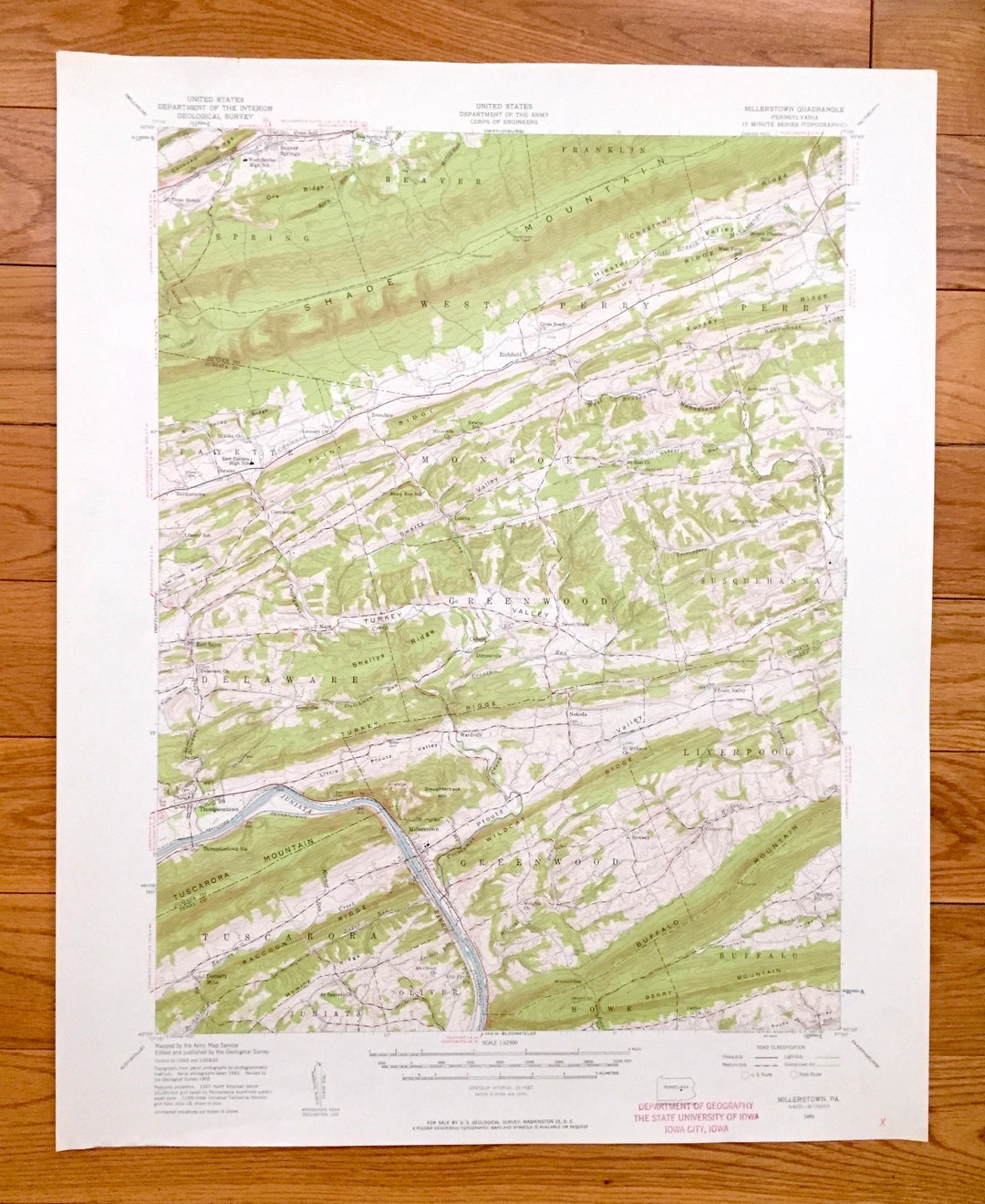 Antique Millerstown, Pennsylvania 1955 US Geological Survey Topographic ...