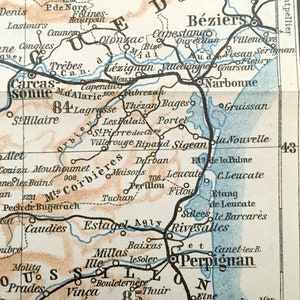 Antique 1914 Southwest France Map From Baedekers Guide Atlas Bayonne ...